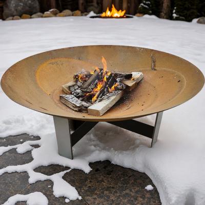 China Manual Ignition Rustic Red Steel Fire Pits Metal Steel Fire Bowl Outdoor for sale