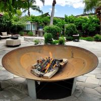 China Manual Ignition Rustic Red Steel Fire Pits Metal Steel Fire Bowl Outdoor for sale