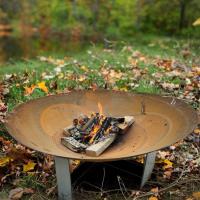 China Manual Ignition Rustic Red Steel Fire Pits Metal Steel Fire Bowl Outdoor for sale