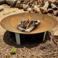 China Manual Ignition Rustic Red Steel Fire Pits Metal Steel Fire Bowl Outdoor for sale