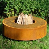 China 600mm Diameter Steel Firepit Grill In Wooden Box Metal Stamping Firebowl Wood Burner for sale