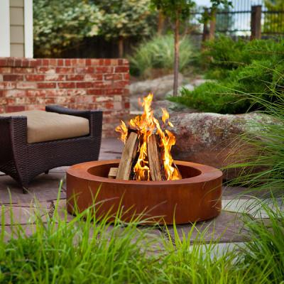 China 600mm Diameter Steel Firepit Grill In Wooden Box Metal Stamping Firebowl Wood Burner for sale