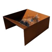 China 80cm Wood Burning Corten Steel / Weathering Steel Large Square Outdoor steel Fire Pits for sale