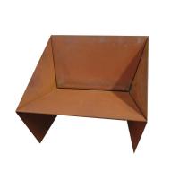 China 80cm Wood Burning Corten Steel / Weathering Steel Large Square Outdoor steel Fire Pits for sale