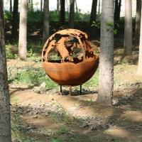 China Corten Steel/Weathering Steel Fire Pits 600mm Diameter with Wooden Box Packing for sale