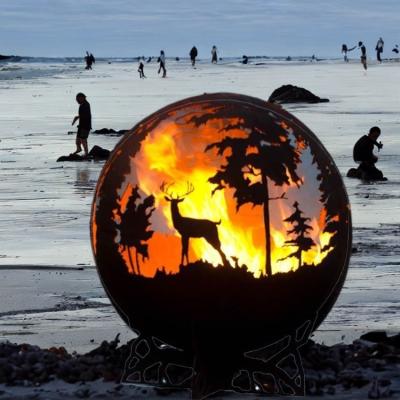 China Corten Steel Rust Assembly Required Yes Sphere Steel Fire Pits for sale