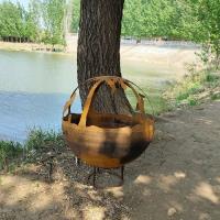 China 1000mm Outdoor Corten Steel Round Fire Pit For Wood Manual Ignition for sale