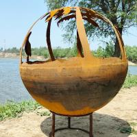 China 1000mm Outdoor Corten Steel Round Fire Pit For Wood Manual Ignition for sale
