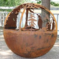China 1000mm Outdoor Corten Steel Round Fire Pit For Wood Manual Ignition for sale