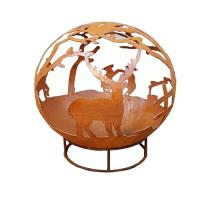 China corten Steel Sphere Outdoor Wood Fire Pit garden laser cut fire ball for sale