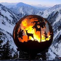 China Outdoor Corten Rustic Red 1000mm Steel Fire Bowl Sphere Or Customized for sale