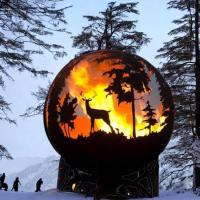 China Outdoor Corten Rustic Red 1000mm Steel Fire Bowl Sphere Or Customized for sale