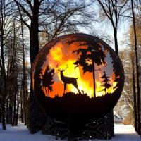 China Outdoor Corten Rustic Red 1000mm Steel Fire Bowl Sphere Or Customized for sale