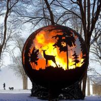 China Outdoor Corten Rustic Red 1000mm Steel Fire Bowl Sphere Or Customized for sale