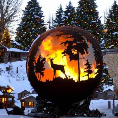 China garden Fire Sphere Assemble Outdoor corten steel backyard Fire Pit Bowl for sale