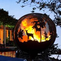 China Round Steel Outdoor Fire Pit Ball Depth 60cm 80cm 100cm Custom for sale