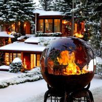 China Outdoor 800mm Diameter Rustic Red Steel Fire Ball Or Customized for sale