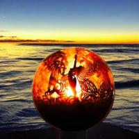 China Garden Fire Sphere Manual Ignition Round Steel Fire Pits outdoor for sale
