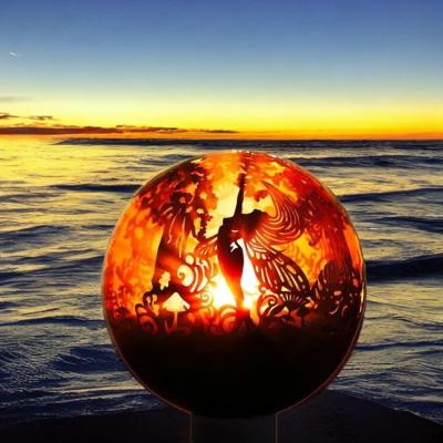 China Garden Fire Sphere Manual Ignition Round Steel Fire Pits outdoor for sale