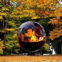 China Garden Fire Sphere Manual Ignition Round Steel Fire Pits outdoor for sale
