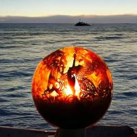 China Garden Fire Sphere Manual Ignition Round Steel Fire Pits outdoor for sale
