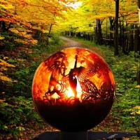China Outdoor fire bowl Manual Ignition Steel Fire Ball Garden Fire Sphere for sale