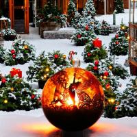 China Outdoor fire bowl Manual Ignition Steel Fire Ball Garden Fire Sphere for sale