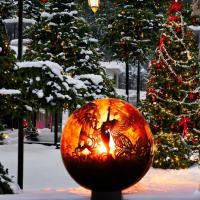 China Outdoor fire bowl Manual Ignition Steel Fire Ball Garden Fire Sphere for sale