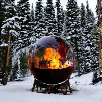 China Steel 600mm Outdoor Fire Pit Ball Wood Burning Firepit Wooden Box Packaging for sale