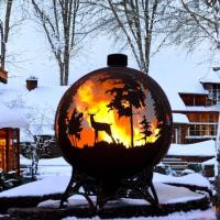 China Steel 600mm Outdoor Fire Pit Ball Wood Burning Firepit Wooden Box Packaging for sale
