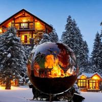 China Garden Wood Fuel fire sphere Outdoor Steel Fire Pit In Wooden Box for sale