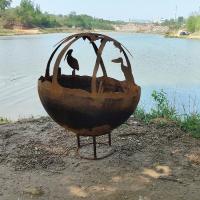 China Outdoor Steel Fire Pit 1000mm Diameter 60cm/80cm/100cm Depth Wooden Box Packing for sale