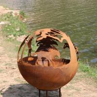 China 600mm Garden Fire Ball Sphere Corten Steel wood burning Outdoor Fire Pits for sale