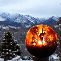 China 600mm Garden Fire Ball Sphere Corten Steel wood burning Outdoor Fire Pits for sale