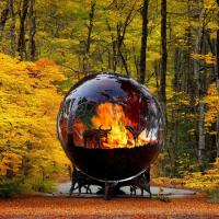 China 600mm Garden Fire Ball Sphere Corten Steel wood burning Outdoor Fire Pits for sale