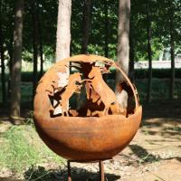 China Rustic Red Outdoor Steel Wood Burning Fireplace fire bowl Round Shape for sale