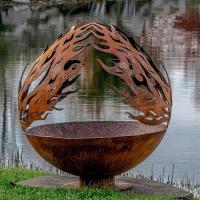 China Rustic Red Outdoor Steel Wood Burning Fireplace fire bowl Round Shape for sale
