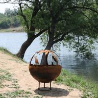 China Rustic Red Outdoor Steel Wood Burning Fireplace fire bowl Round Shape for sale