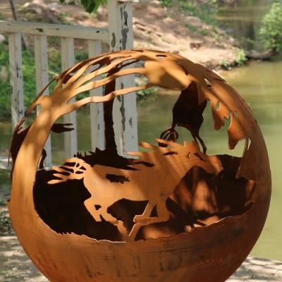 China 800mm Diameter Rustic Red Outdoor Corten Steel Fireplace Pit Or Customized for sale