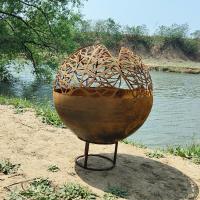 China 800mm Diameter Rustic Red Outdoor Corten Steel Fireplace Pit Or Customized for sale