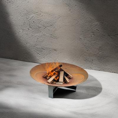 China Manual Ignition Steel Firepit Bowl Wood/Gas Fuel Garden Art Corten Steel Fire Pit for sale