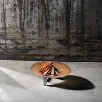 China 1000mm Steel Fire Pits Manual Ignition Rustic Red Or Customized Free Standing Corten Steel Brazier for sale