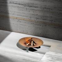 China 1000mm Steel Fire Pits Manual Ignition Rustic Red Or Customized Free Standing Corten Steel Brazier for sale
