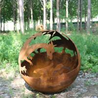 China Outdoor Wood Burning Corten Steel Fire Pits Sphere 600mm for sale
