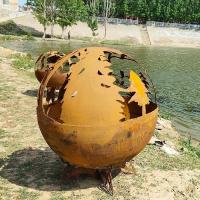 China Outdoor Wood Burning Corten Steel Fire Pits Sphere 600mm for sale
