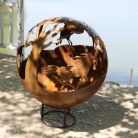 China Outdoor Wood Burning Corten Steel Fire Pits Sphere 600mm for sale