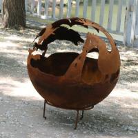 China Outdoor Wood Burning Corten Steel Fire Pits Sphere 600mm for sale