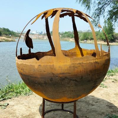 China 3mm Thick Corten Steel Fire Bowl Outdoor Wood Burning for sale