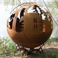 China Gas Fuel 800mm Corten Steel Fire Pits Manual Ignition Type for sale