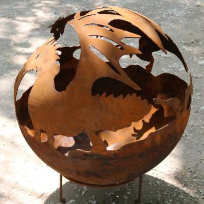 China 1000mm Corten Steel Gas Fire Pit Customized Available for sale